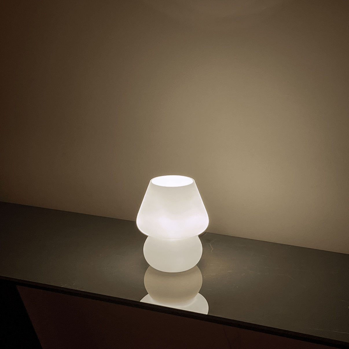 White Glass Mushroom Decorative Table Lamp | Lumin Lighting